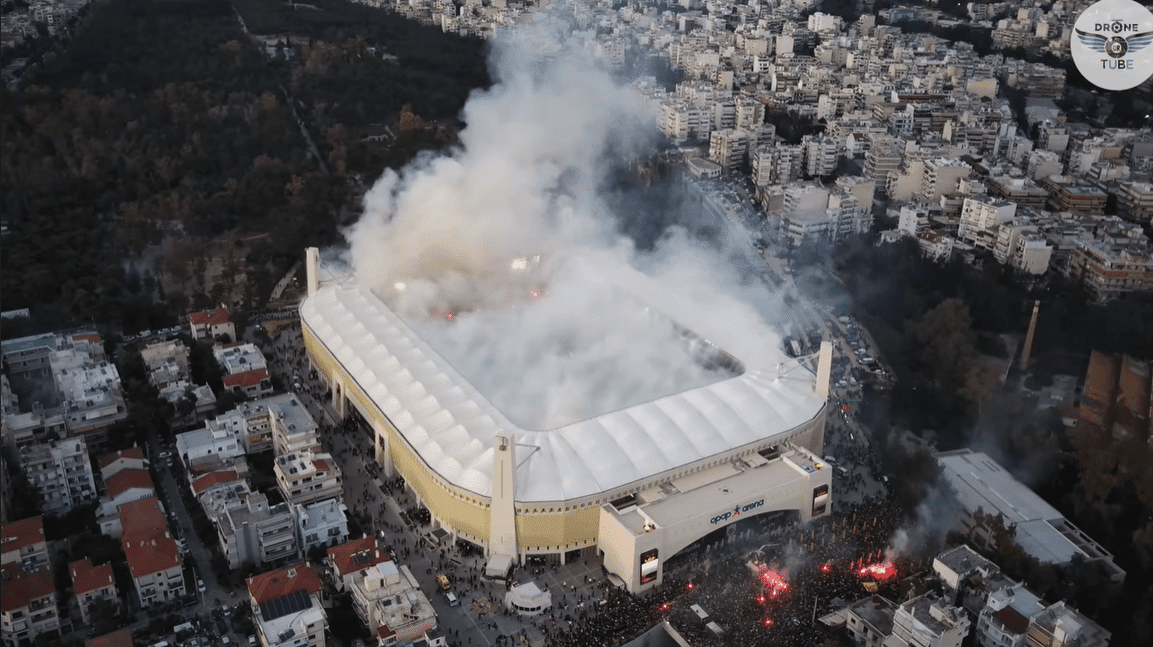 Το απολαυστικό βίντεο πάνω από την «φλεγόμενη» Opap Arena! - inAEK.com